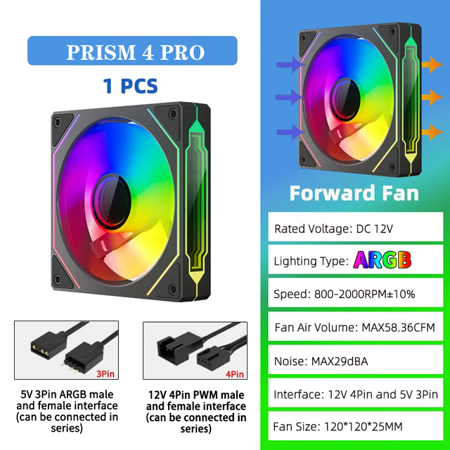 ICE Whale Prism 4 PRO PC Case Fan 120mm ARGB Cyclic Mirror Light Effect ...