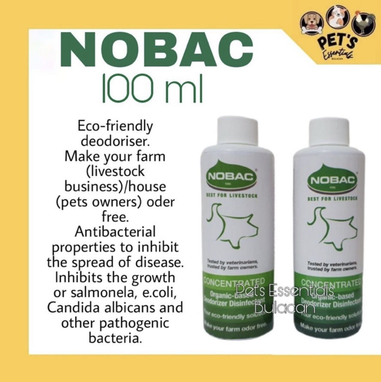 NOBAC - 100ml Organic-Based Deodorizer-Disinfectant | Lazada PH