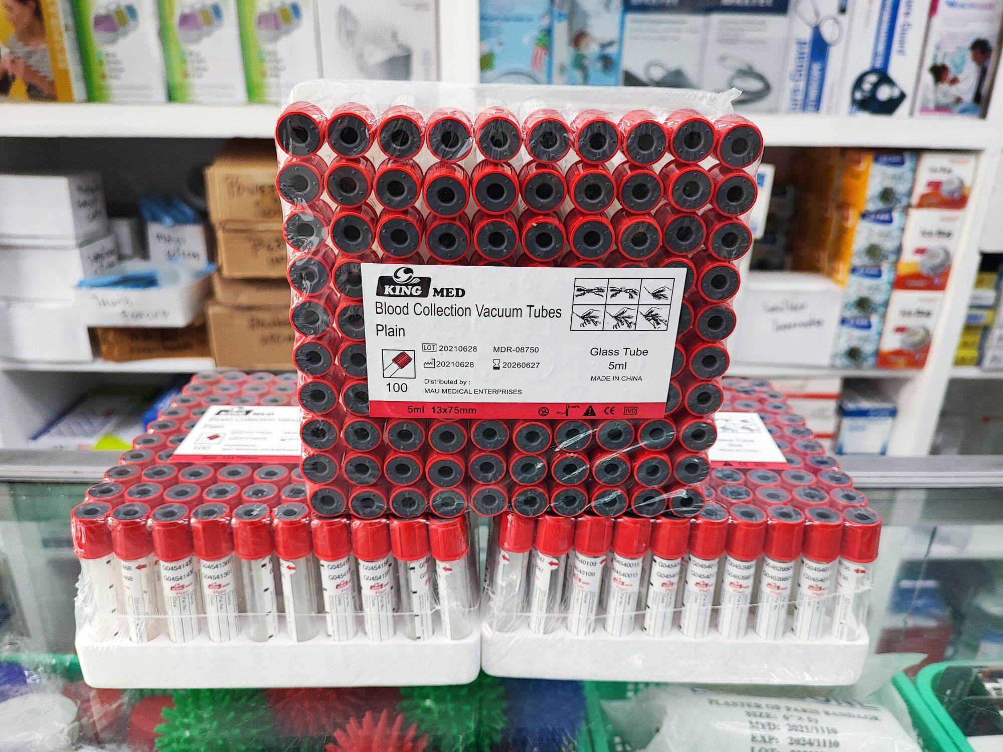 Blood Collection Vacuum Tubes Plain - RED TOP 5ml (100's - Glass Tube ...