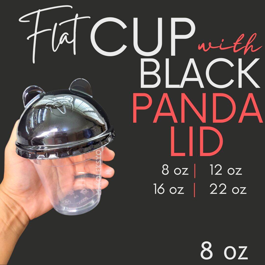 50pcs Plastic Cup w/ PANDA BLACK LID Set Best for Milktea, Frappe ...