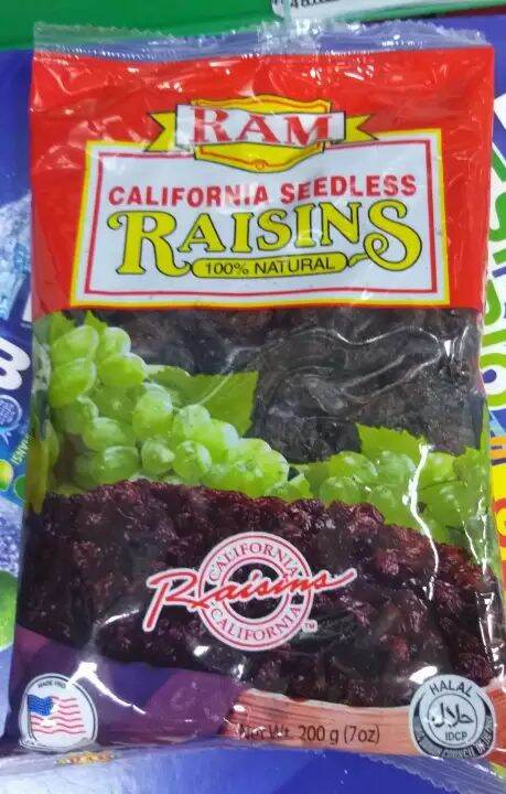 RAM CALIFORNIA SEEDLESS RAISINS, 100% NATURAL, 200GRAMS | Lazada PH