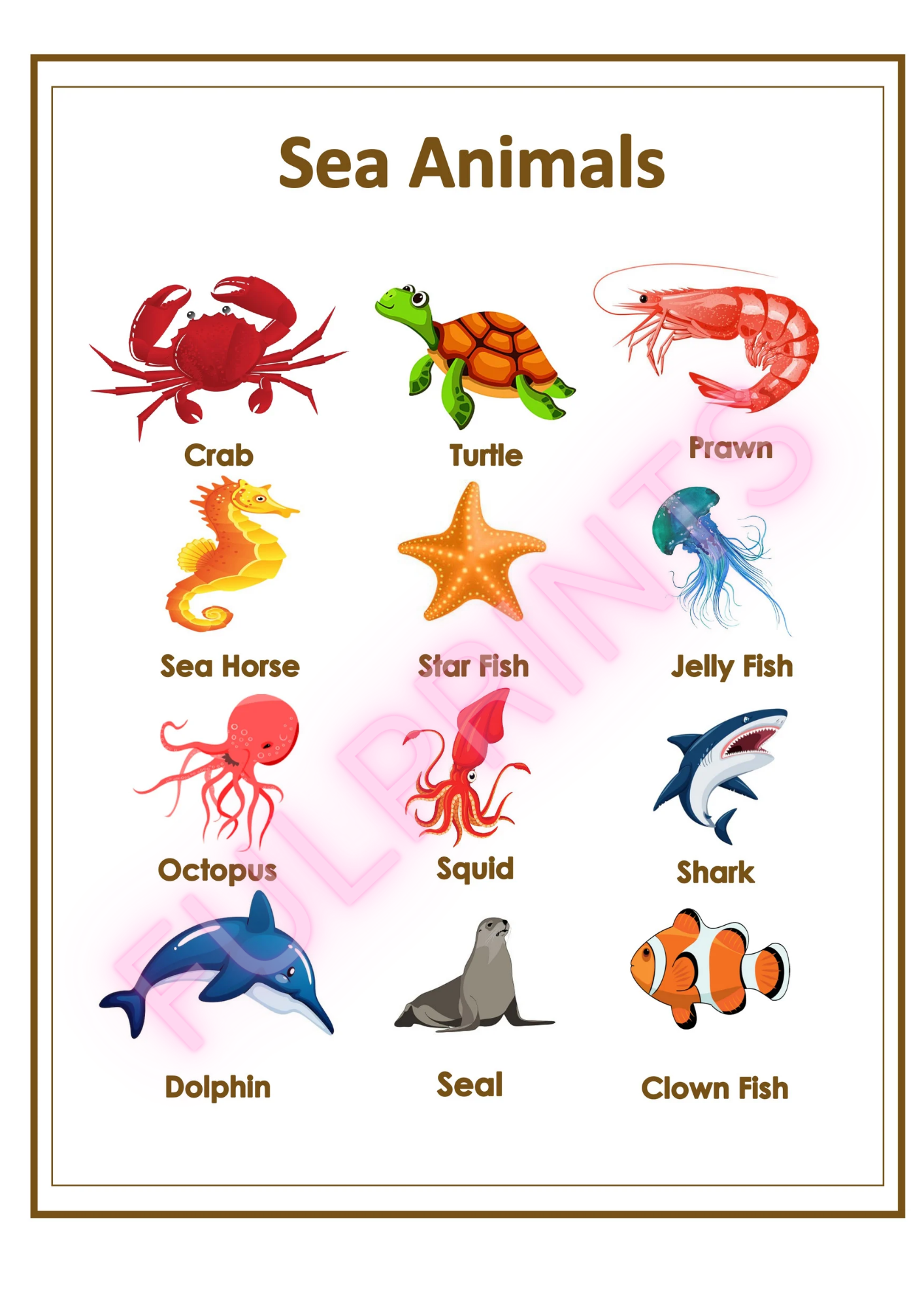 LAMINATED CHART LAND ANIMALS SEA ANIMALS A4 SIZE | Lazada PH
