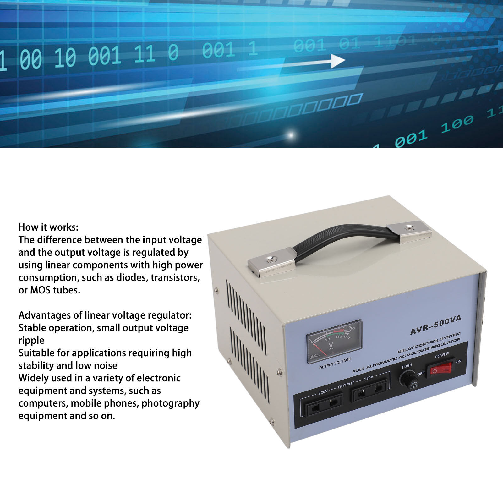 500W Single Phase Voltage Regulator 160-250V Input 220V Output Single ...