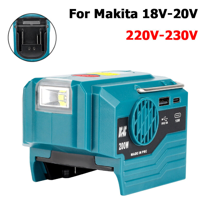 NEW 200W AC 120-220V Modified Sine Wave Power Adapter For Makita 18V Battery Outdoor Portable ...