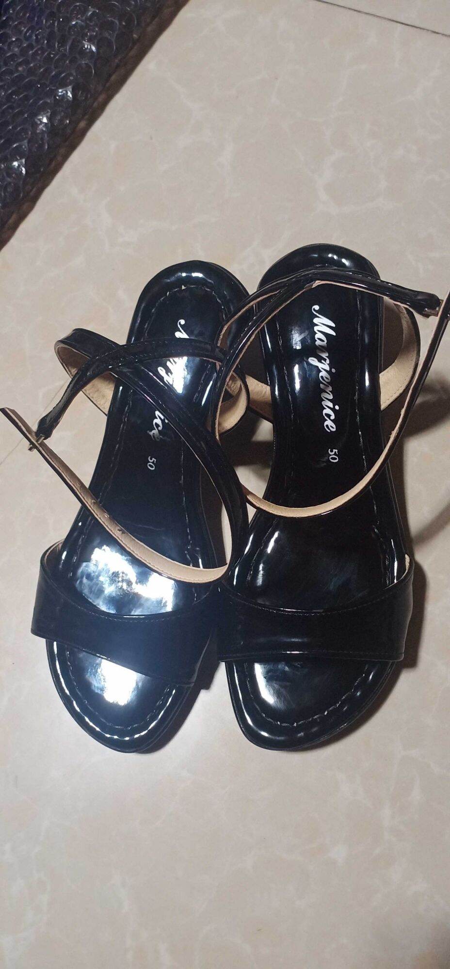 Marjenice Duty Sandals Paribbon strap, x likod, Glossy, Wedge/Heels ...