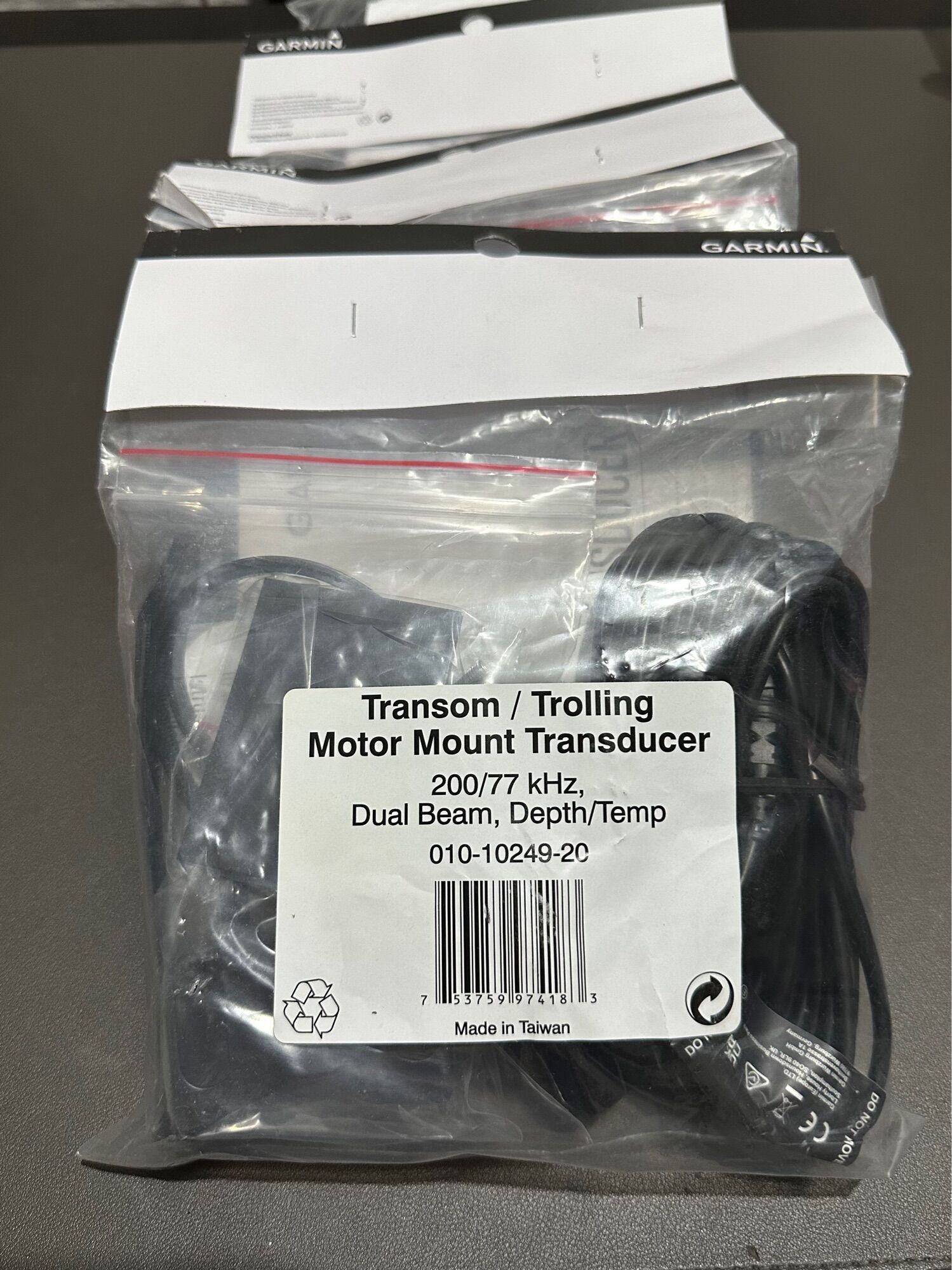 Garmin Dual Beam Transom Transducer Depth Temp Plastic (010-10249-20 ...