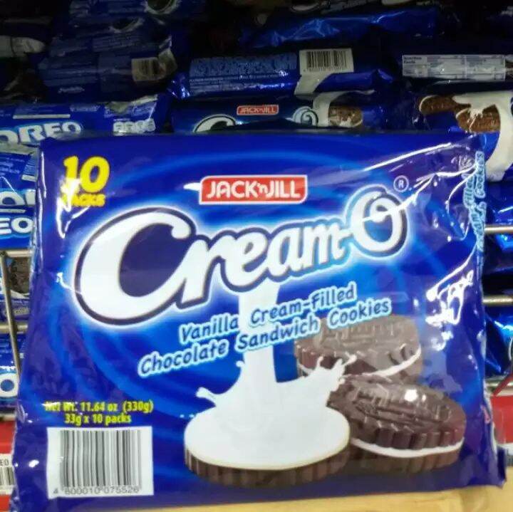 CREAM-O VANILLA CREAM FILLED COOKIES 33g.x10 packs for snacks and many ...