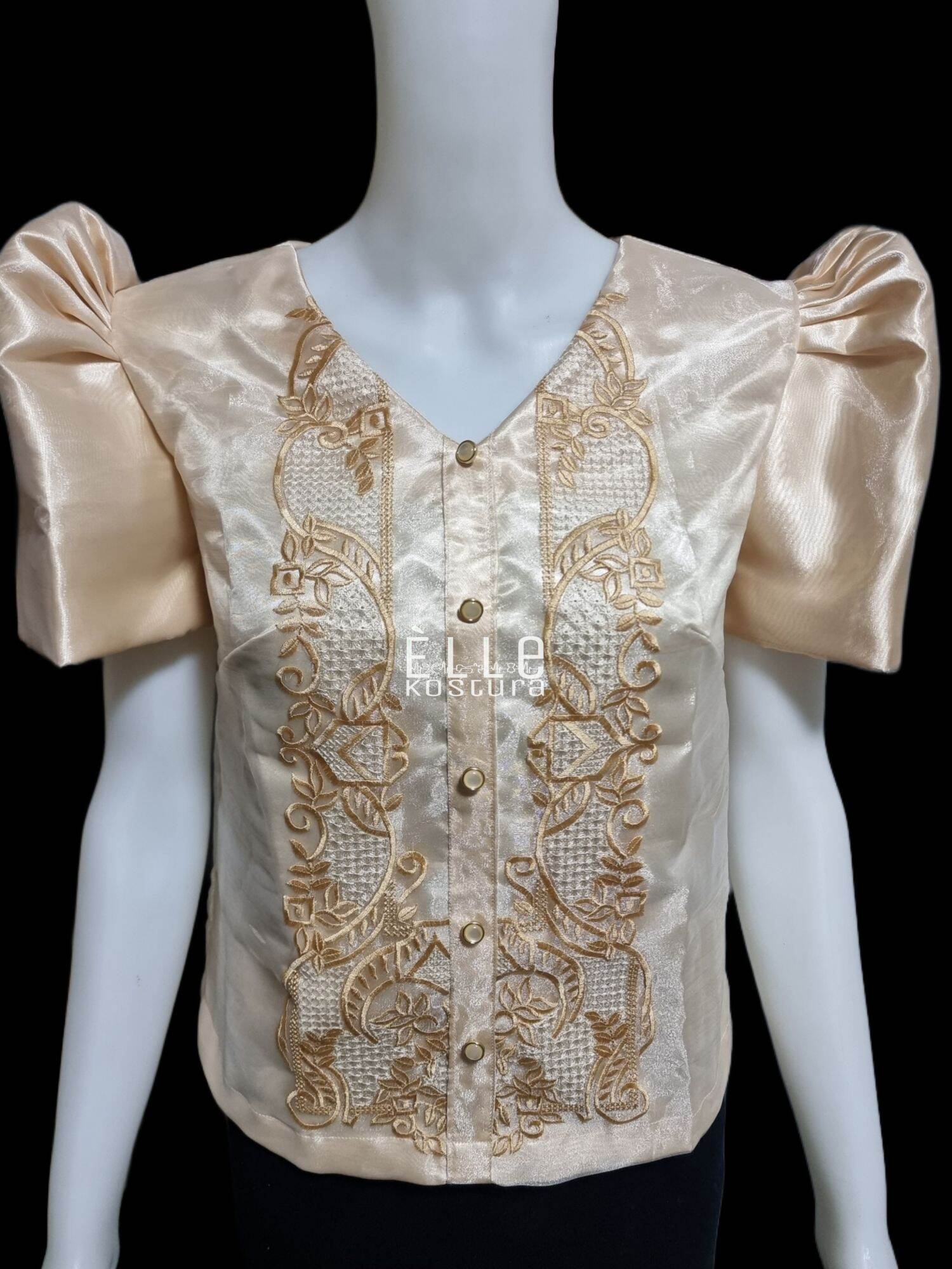 Filipiniana Embroidery Blouse V-neck with Buttons | Lazada PH