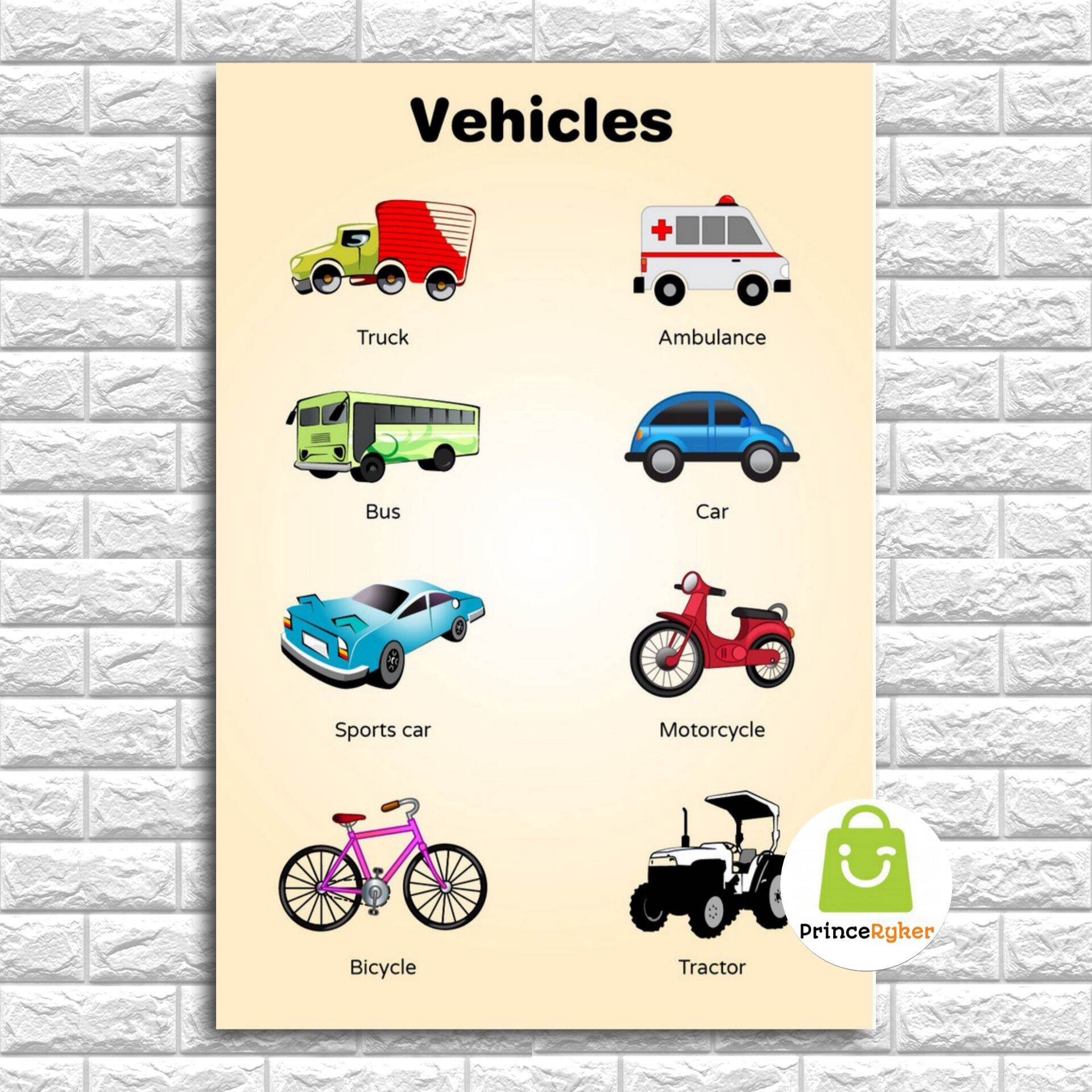Transport/Vehicles Educational Chart - A4 Size Laminated Chart ...