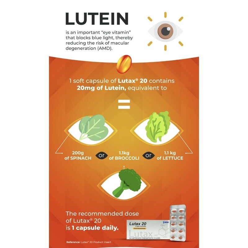 Lutax 20 VITAMINS EYE SUPPLEMENT LUTEIN (30 capsules) | Lazada PH