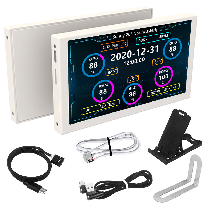TURZX 5 Inch USB Type-C Secondary Screen 800*480 IPS LCD Computer CPU ...