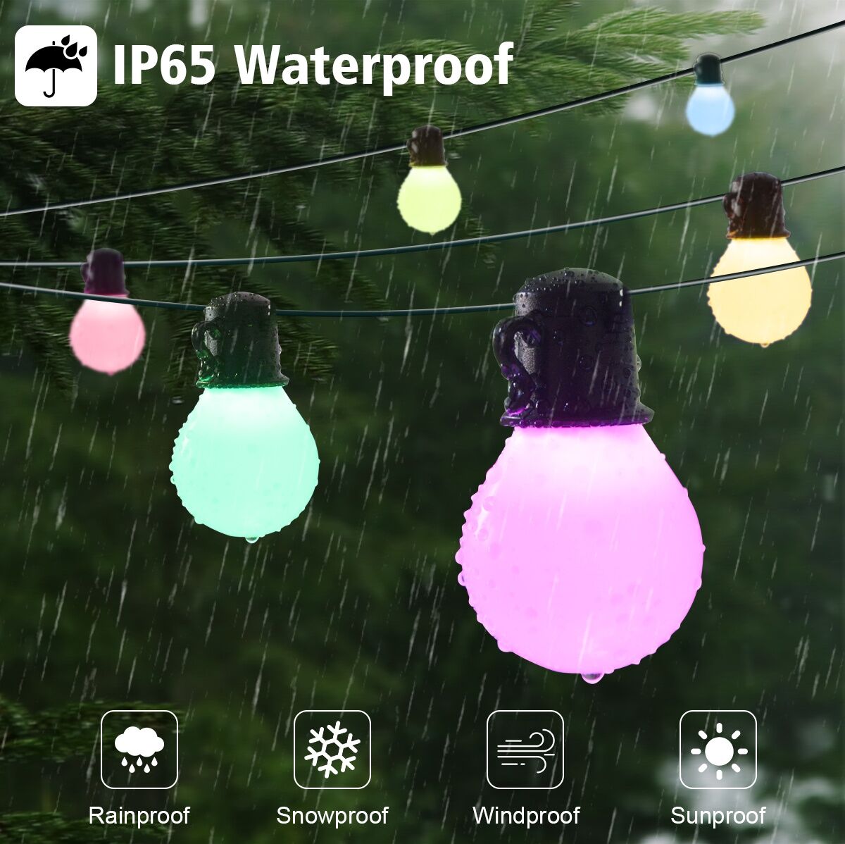 Tuya Smart WIFI G40 LED Bulb String Light USB 15M 25 Blubs Fairy Lights Christmas Bedroom ...