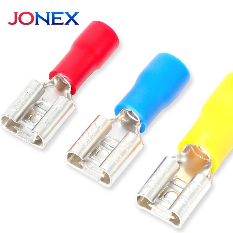 50PCS 6.3mm Spade Crimp Terminals Electrical Wire Connectors Faston ...