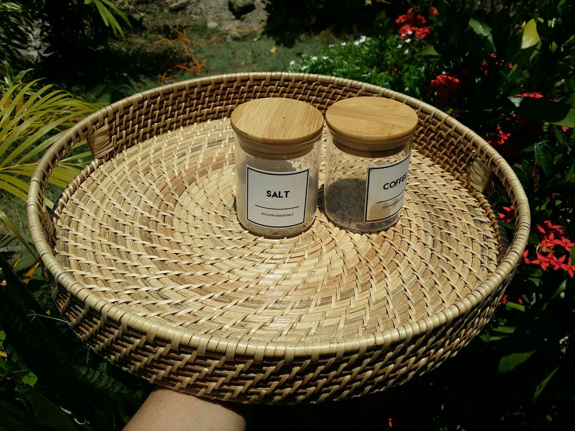 Rattan Round Tray 35cm Large with Varnish(Made from high quality materials)