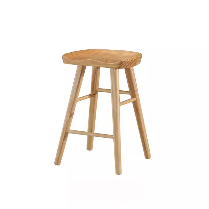 Solid Wood Bar Stool Coffee Shop Milk Tea Shop Front Desk High Stool ...