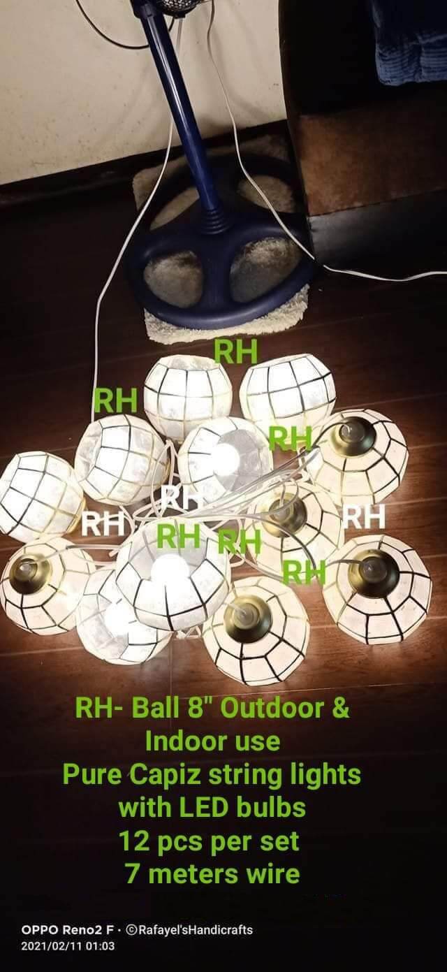 RHM Ball 8" Capiz lights - Pure Capiz String light for outdoor & indoor ...