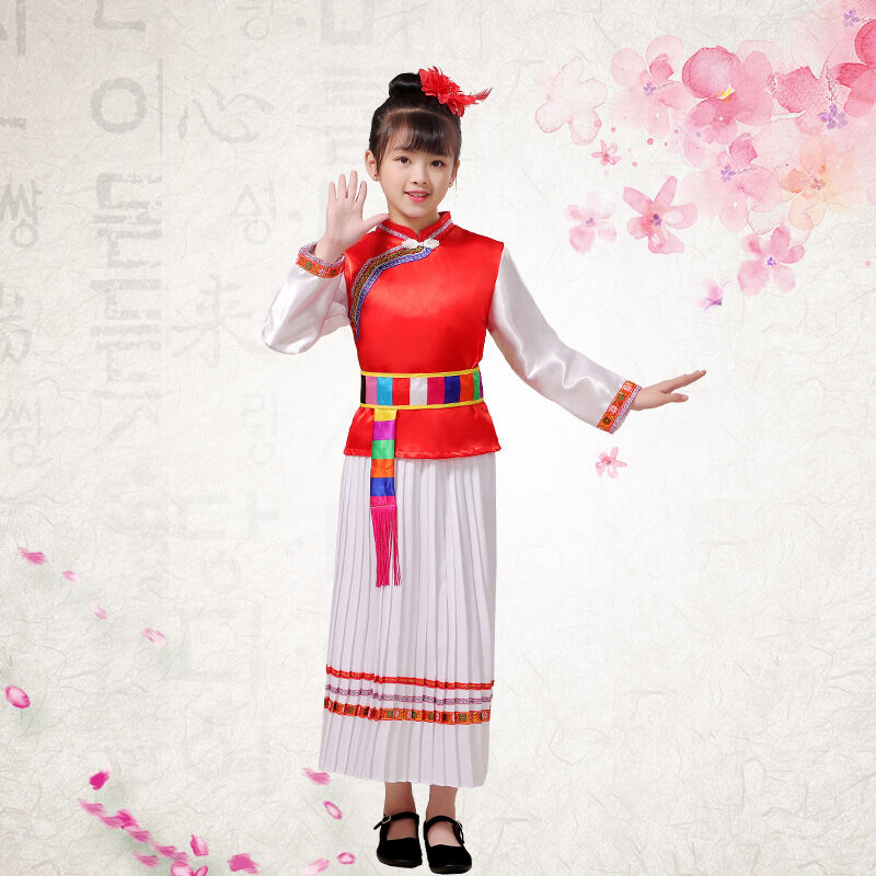 Children's Ethnic Clothing Pumi Girls Stage Costume Naxi Ethnic Group ...