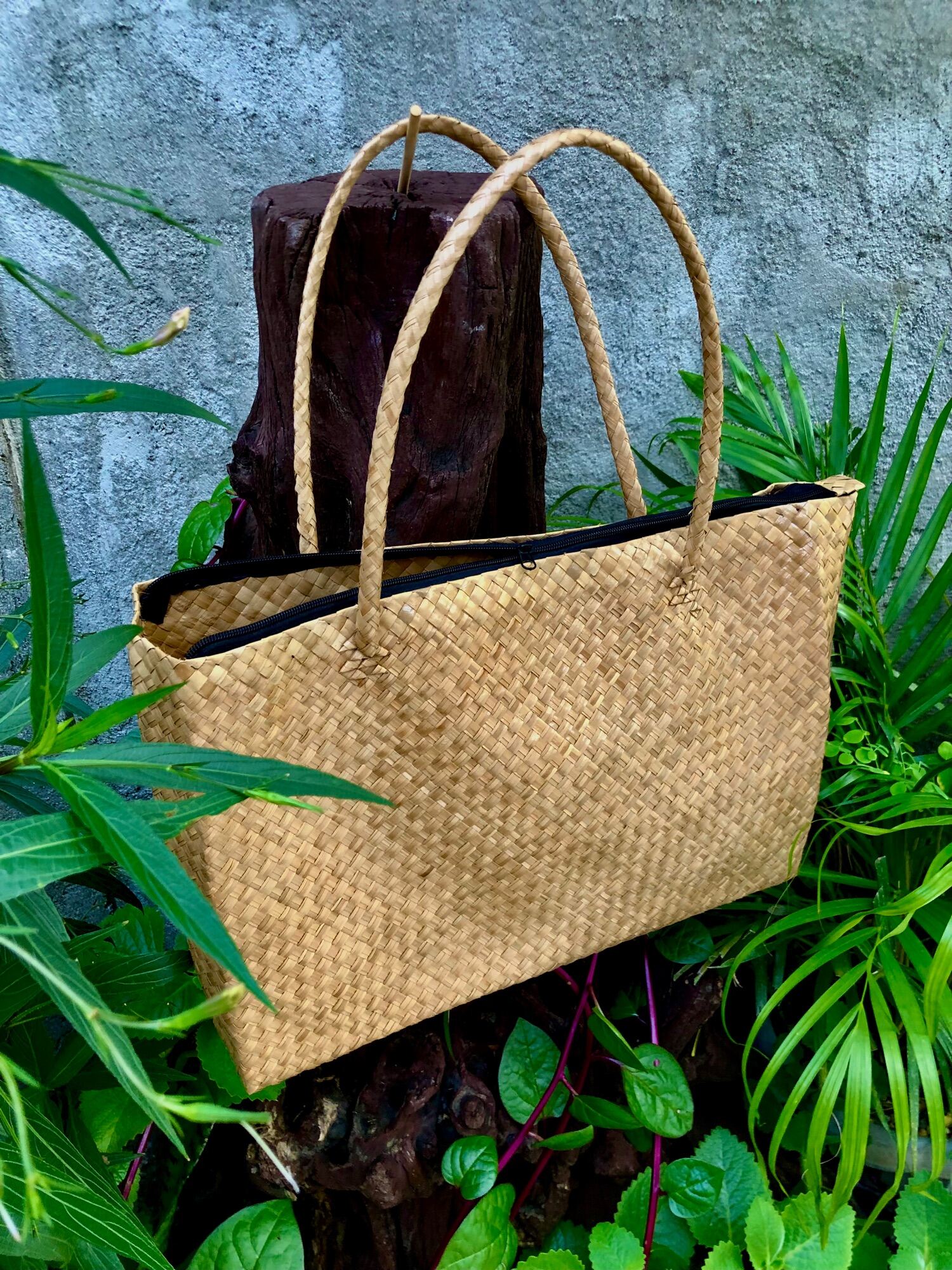 Native Khaki Bayong Bag w/zipper (L-40cm,H-32cm,W-10cm) | Lazada PH