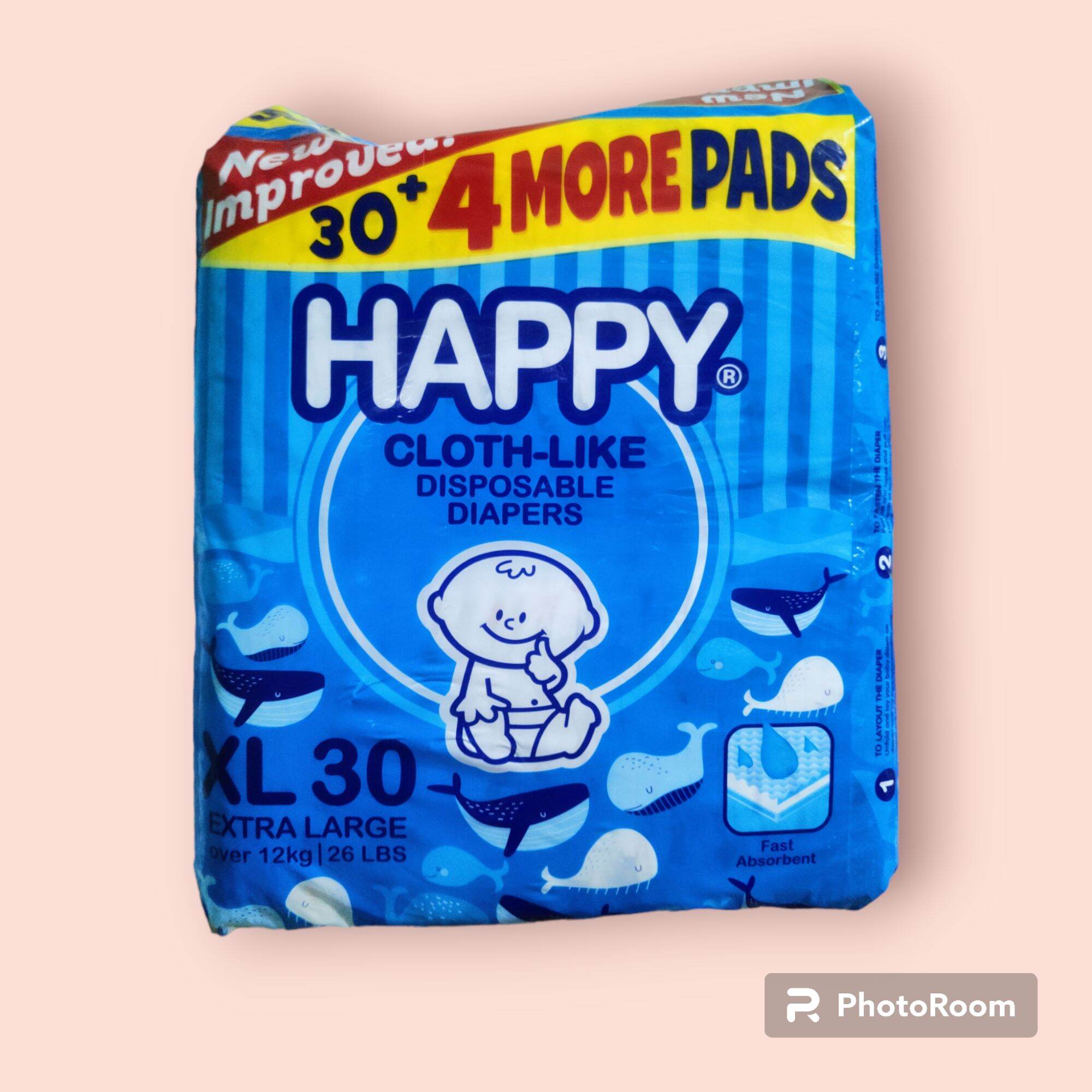 Happy Disposable Diaper (White) 30+4 | Lazada PH