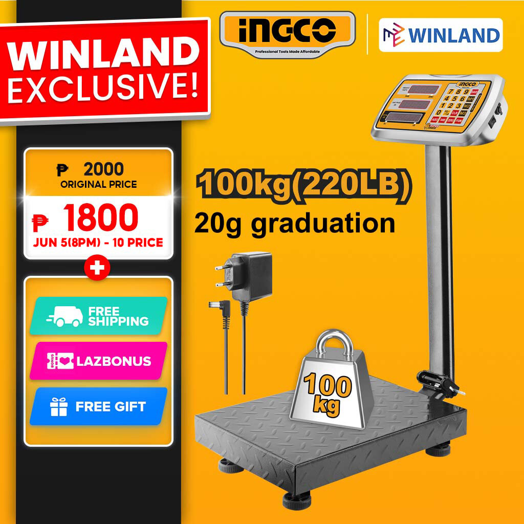 Ingco by Winland 100kg Rechargeable Weighing Scale HESA31003 ING-PT ...