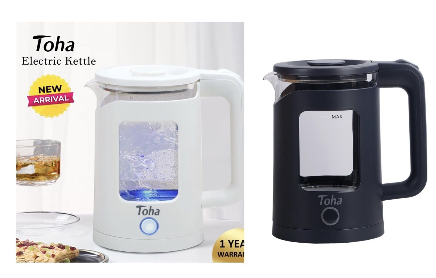 Electric Kettle Toha 1.5L Water Heater TS05 Translucent Glass Fast ...