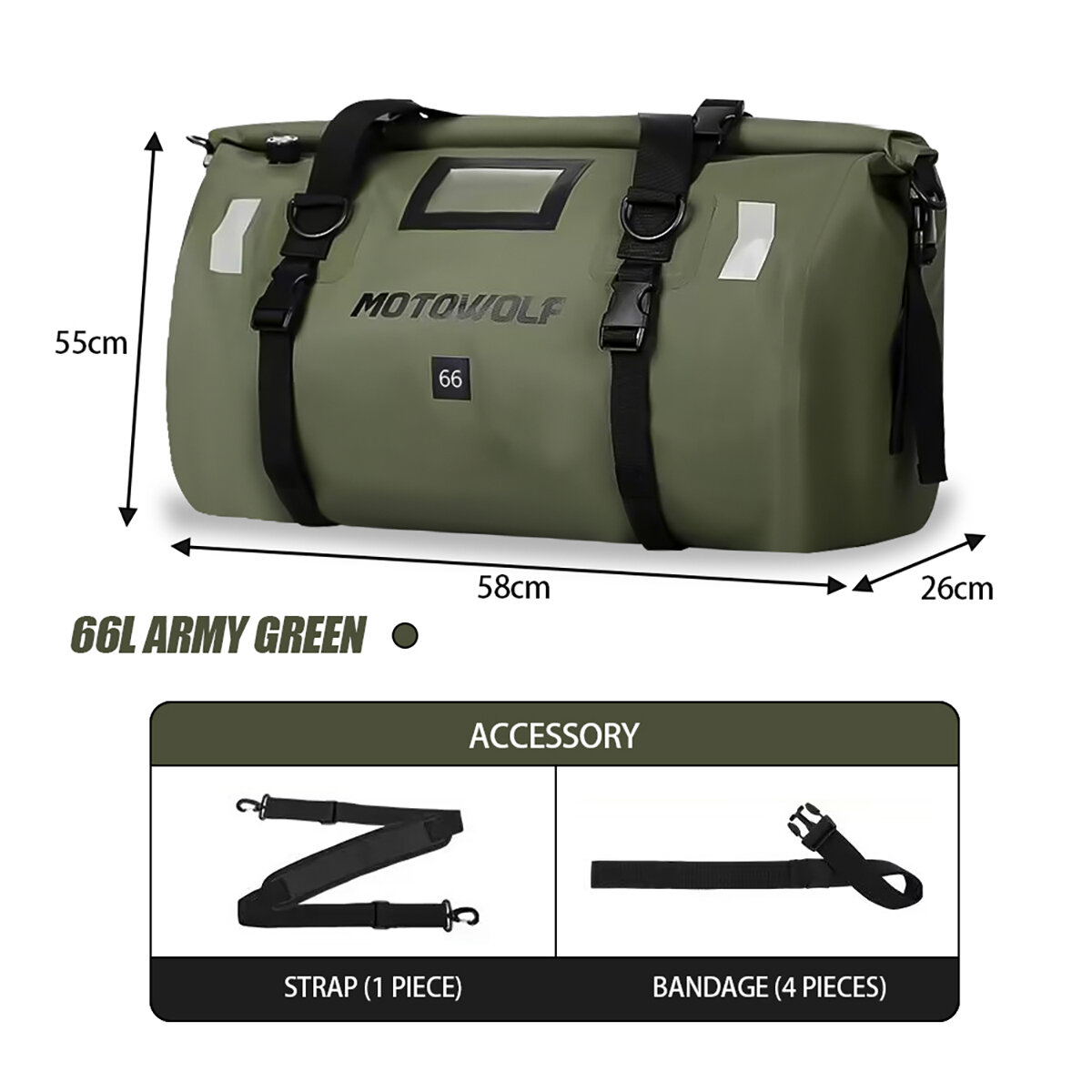 Motorcycle Waterproof Tail Bag Travel Outdoor Dry Luggage Roll Pack Bag ...
