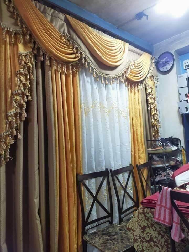 SWAG WINDOW CURTAIN WITH FULL OF TASSEL AND EMBROIDERED LACE | Lazada PH