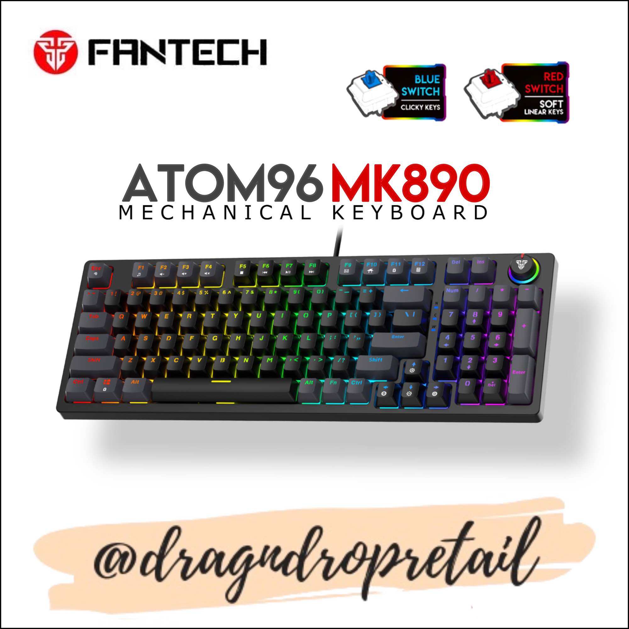 FANTECH ATOM96 MK890 Mechanical RGB Gaming Keyboard, 96 Keys - Black ...