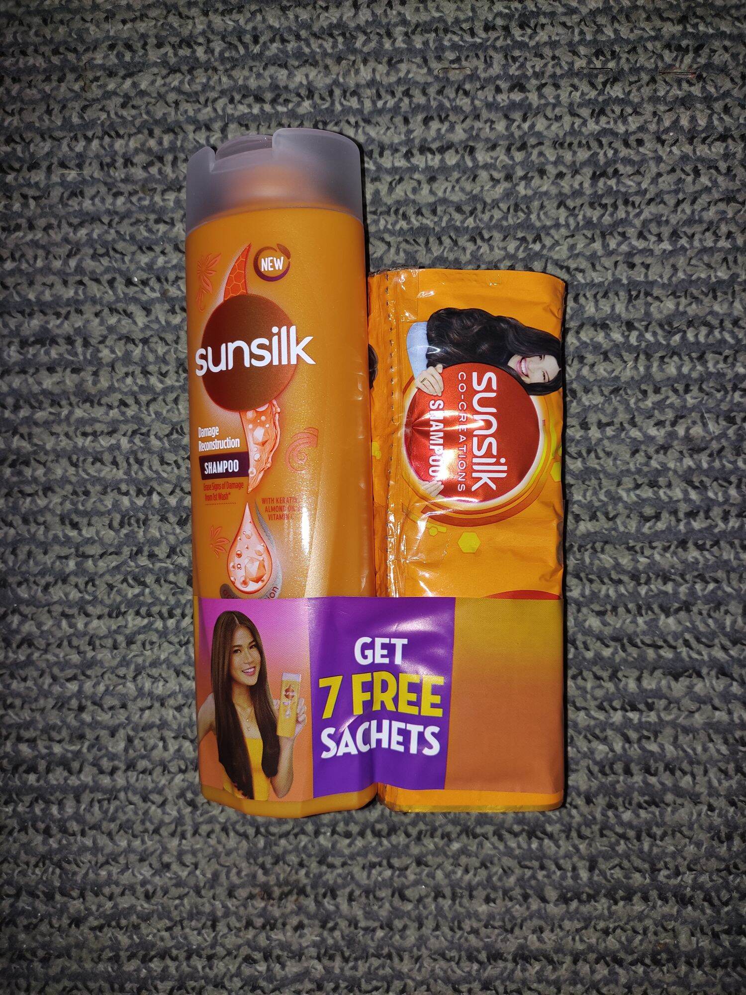 NEW Sunsilk Orange Damage Reconstruction 180ML with 7 free sachet ...