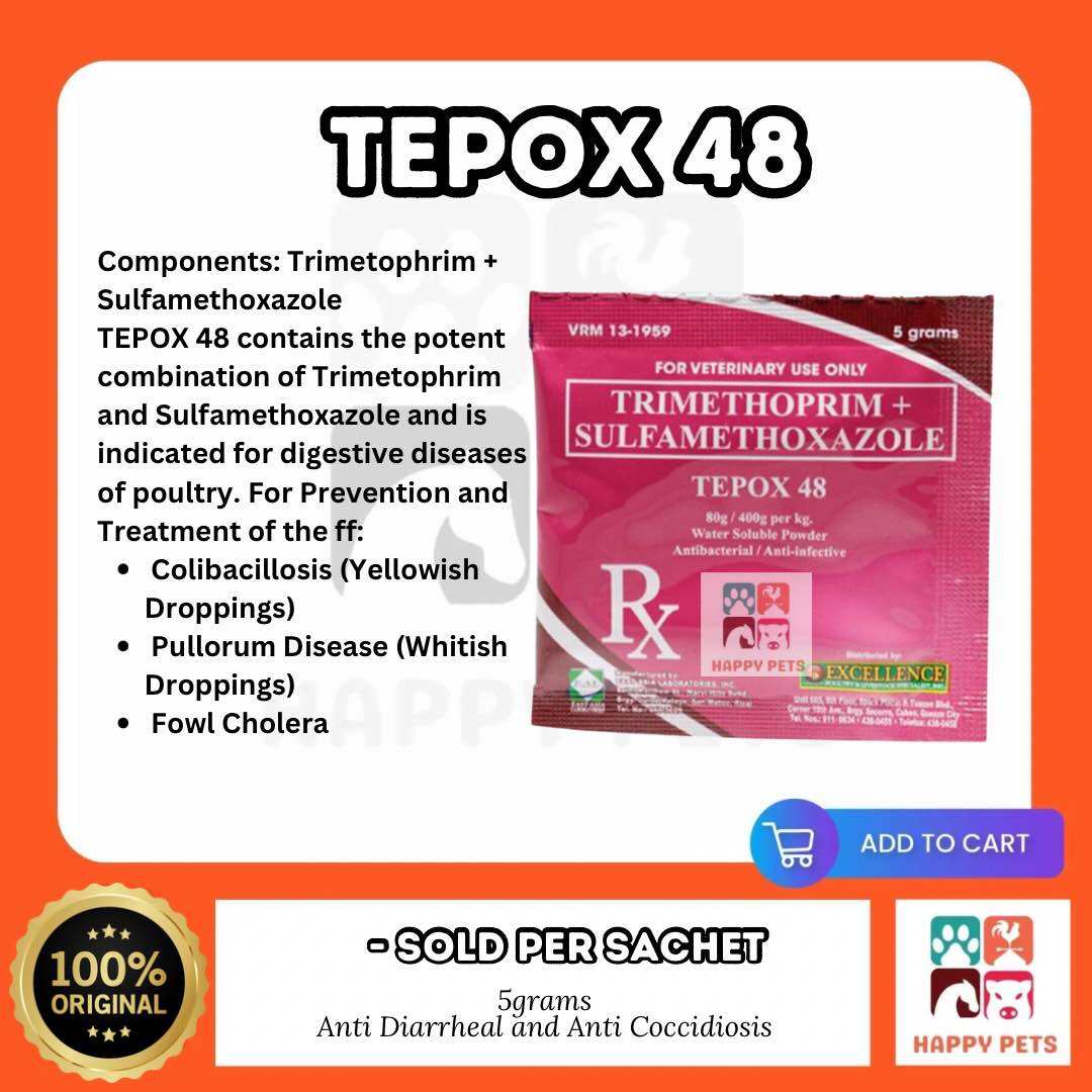 Tepox 48 5g - Sold Per Sachet Anti Diarrheal and Anti Coccidiosis ...