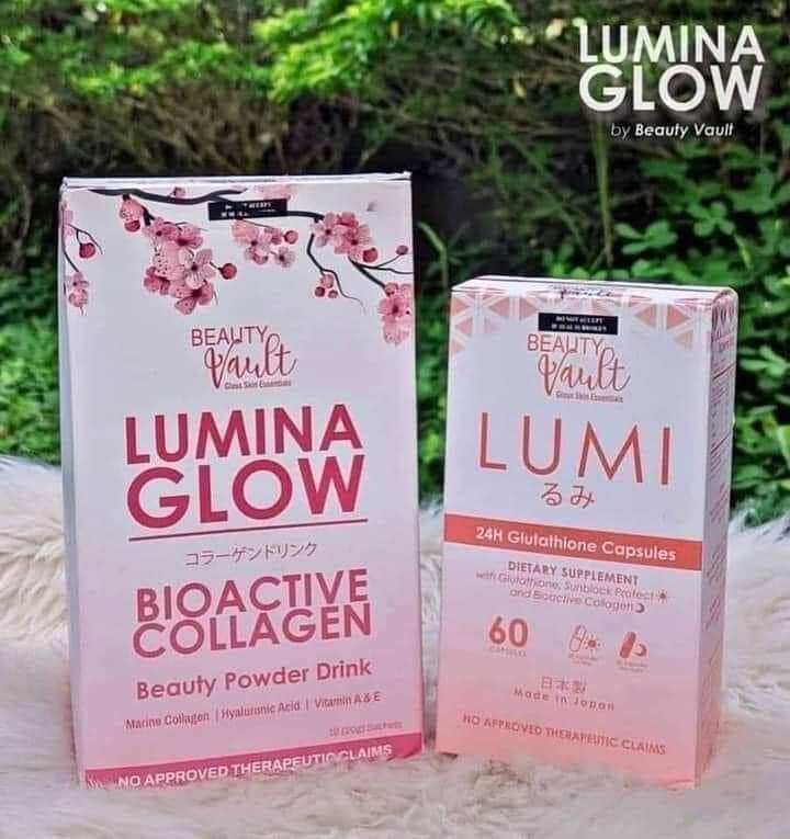 BEAUTY VAULT LUMINA GLOW BIOACTIVE COLLAGEN/ LUMI 24H GLUTATHIONE ...