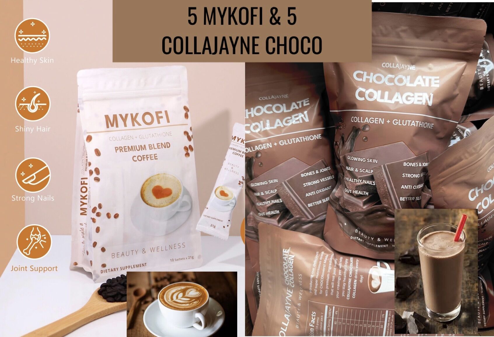 MYKOFI COFFEE AND COLLAJAYNE CHOCOLATE (Collagen + Glutathione ...