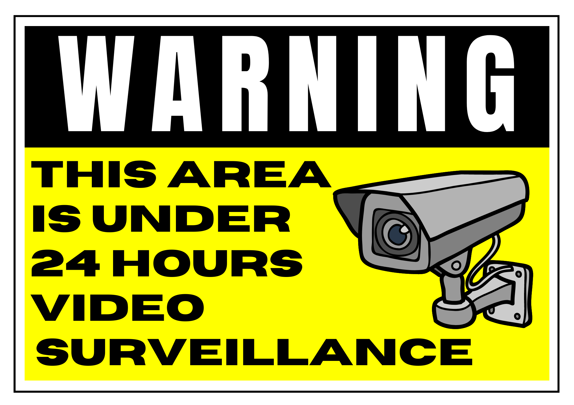 Warning This Area is Under 24 Hours Surveillance Camera Signage A4 Size ...