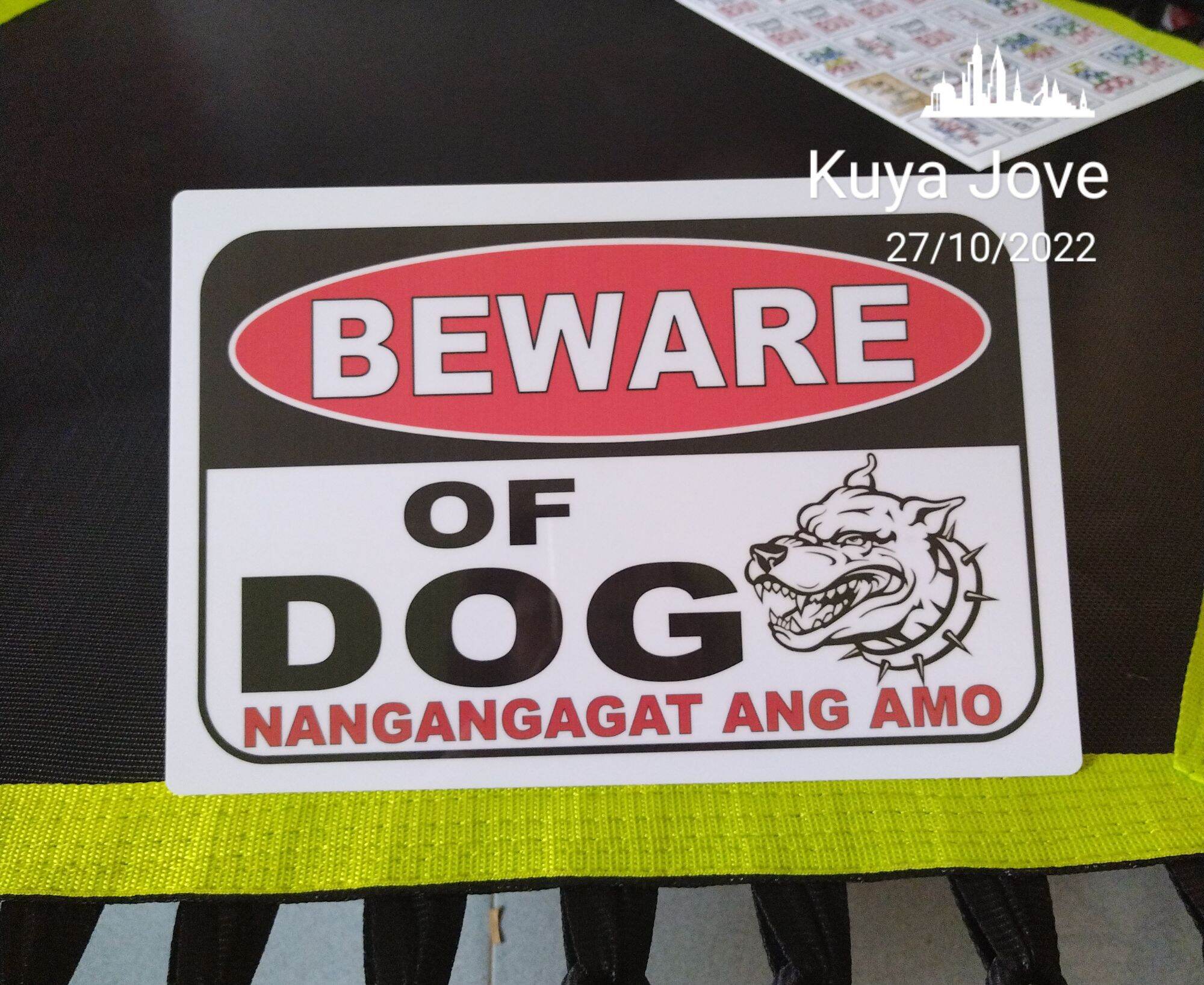 Beware of Dog Nangangat ang Amo Signage PVC Plastic Size 7.8x11 inches ...
