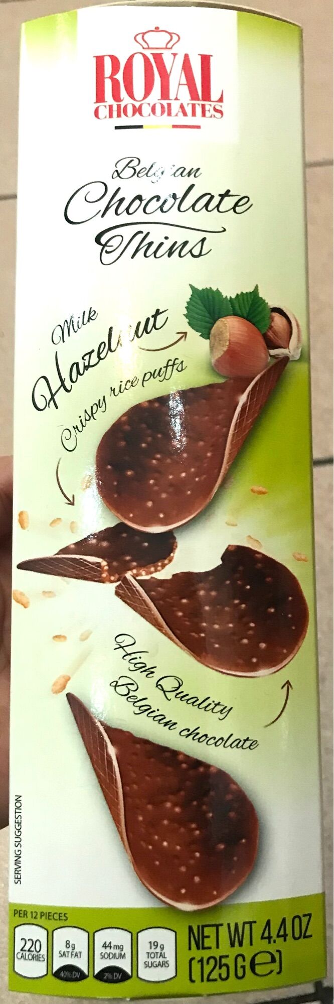 Royal Chocolates Hazelnut Belgian Chocolate Thins with Crispy Rice ...