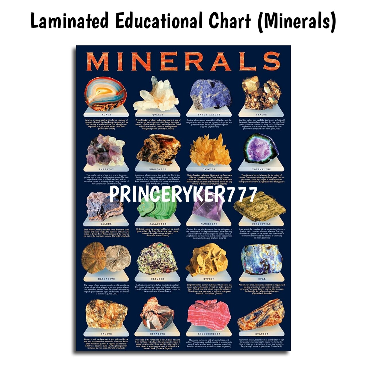 Minerals Information Chart | A4 Size | Laminated Educational Wall Chart ...