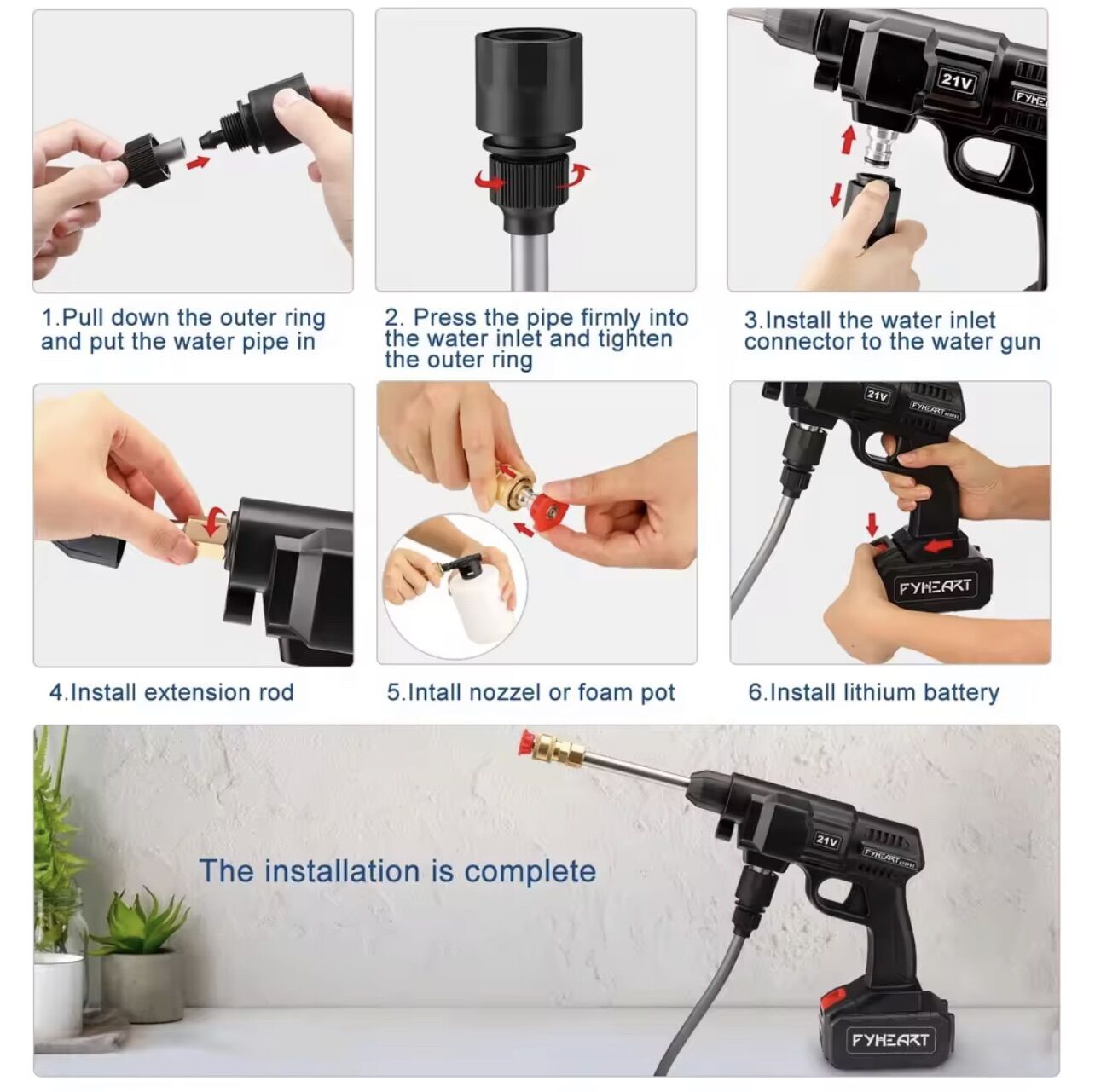Cordless 999VF Water Jet Portable Car Wash Multi-purpose High Pressure ...