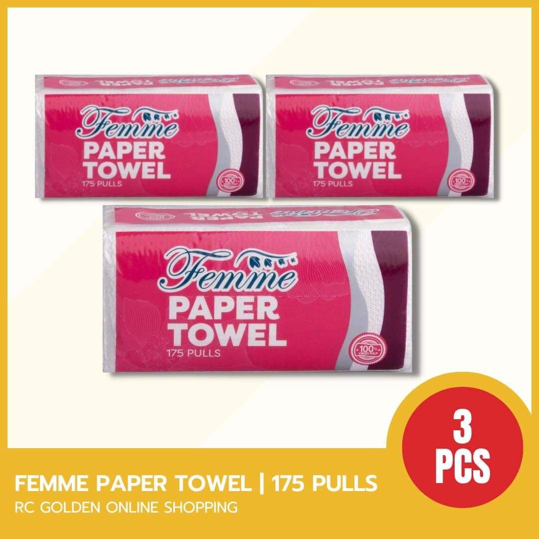 FEMME INTERFOLDED PAPER TOWEL (Branded) 175 Pulls/ 30GSM (3pcs) | Lazada PH