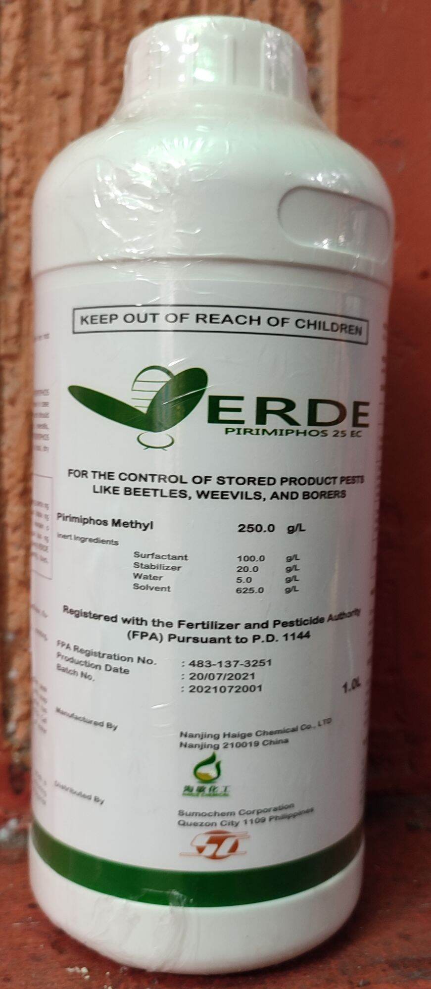 Verde 25Ec Pirimiphos Insecticide for fumigation stored product Weevil ...