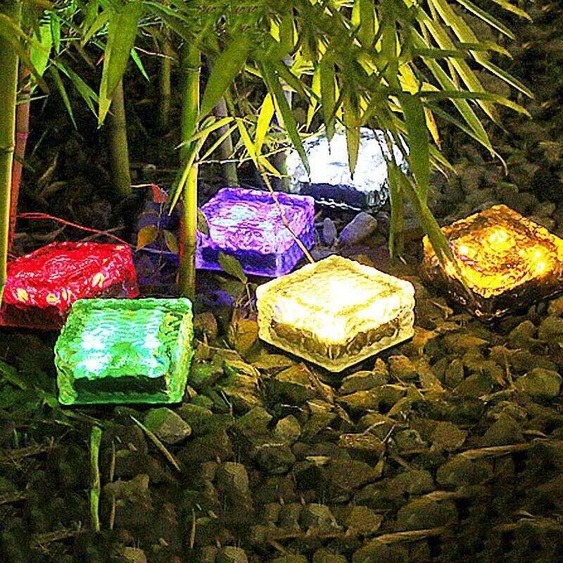 Solar Glass Brick Light Solar Ice Cube LED Light Crystal Brick Stone ...