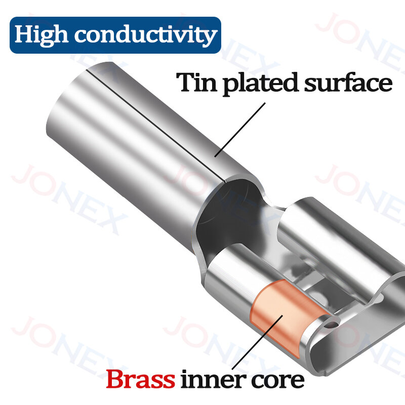 50PCS 6.3mm Spade Crimp Terminals Electrical Wire Connectors Faston ...