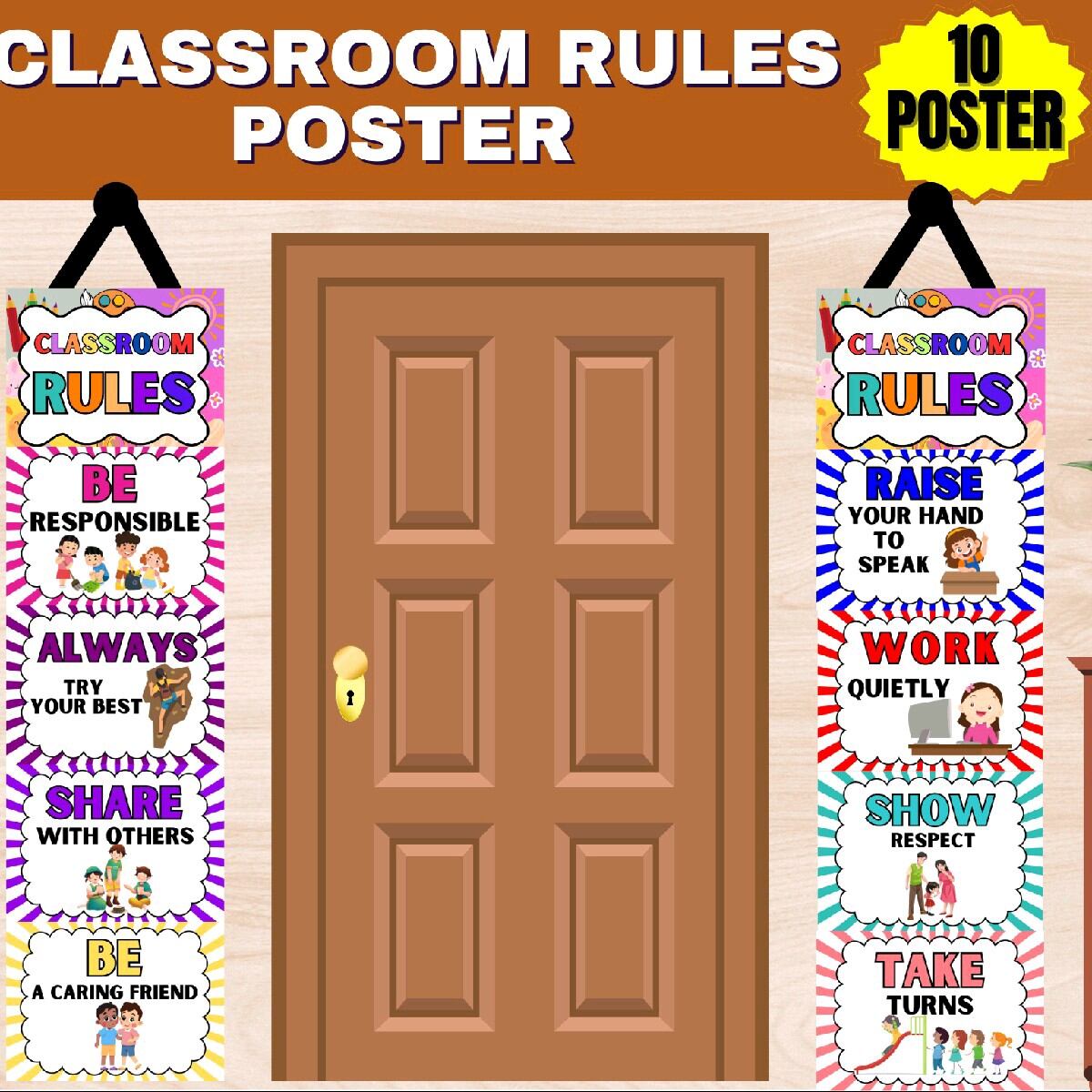 10 pcs A4 Size Laminated Classroom Rules - Teach Proper Classroom Etiquette | Lazada PH