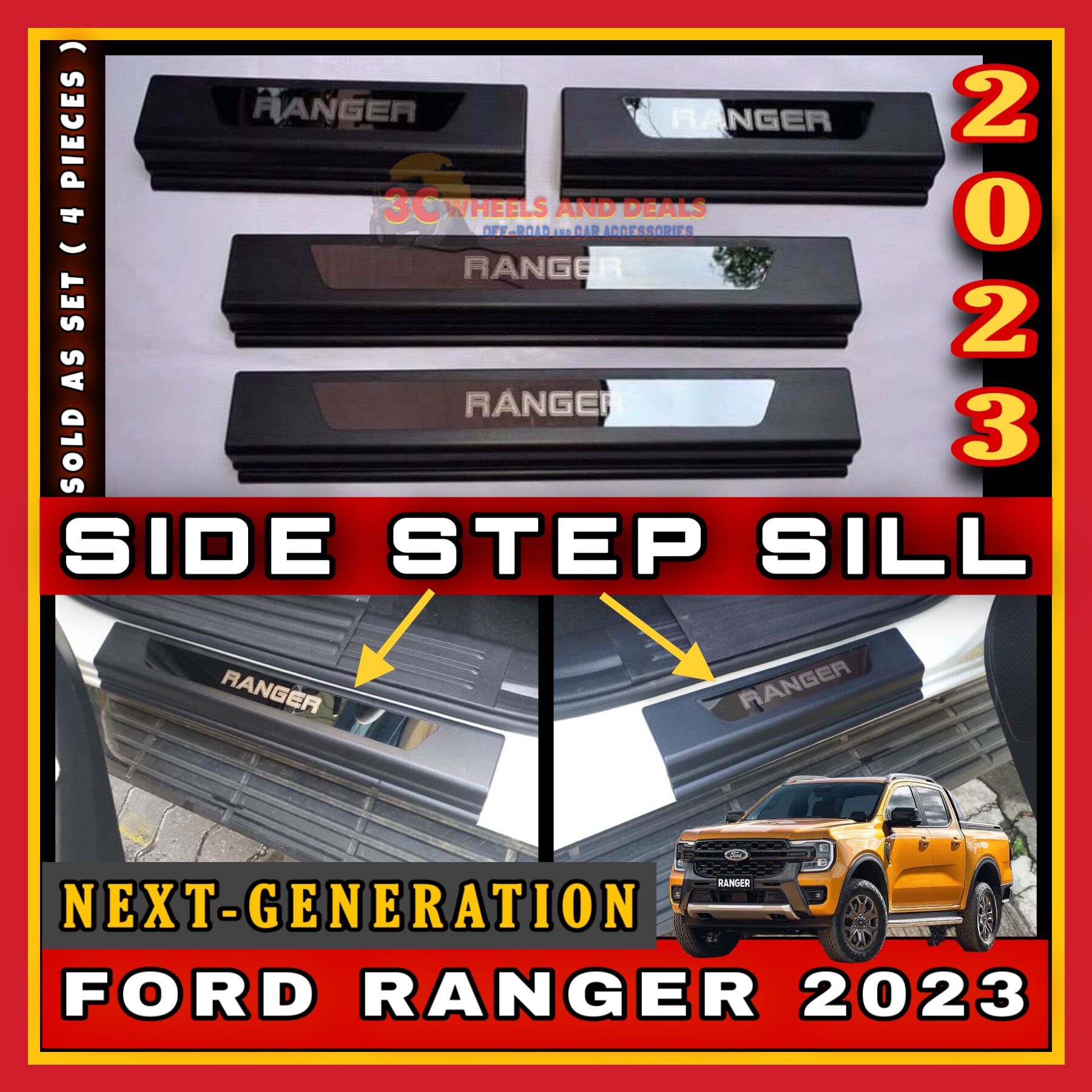 NEXT-GENERATION FORD RANGER 2023 SIDE STEP SILL (FORD RANGER 2023 ...