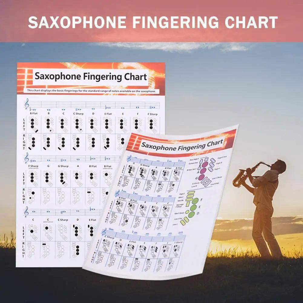 Saxophone Practice Chart Coated Paper Saxophone Fingering Chart ...