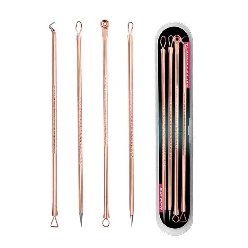 Rose Gold 4 Pcs Plating Double Head Acne Needle Black Head Removal ...