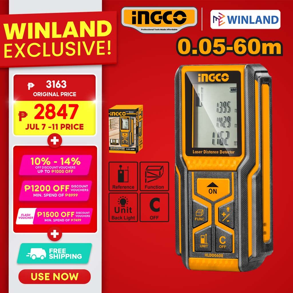 Ingco by Winland Laser Distance Detector Pouch Included HLDD0608 ING-PT ...