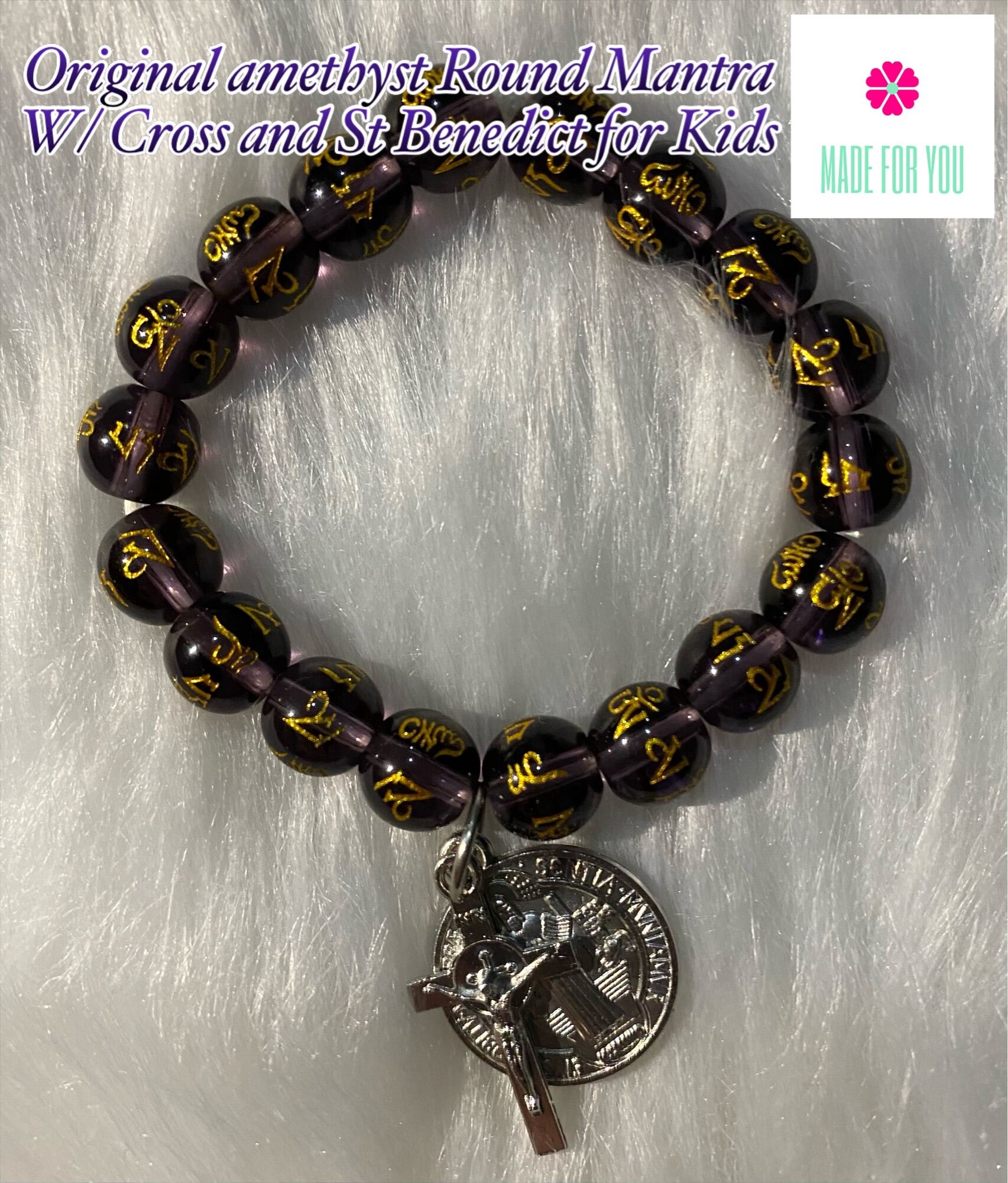 Kids Round Mantra with Cross and St Benedict Protection Health Guide ...