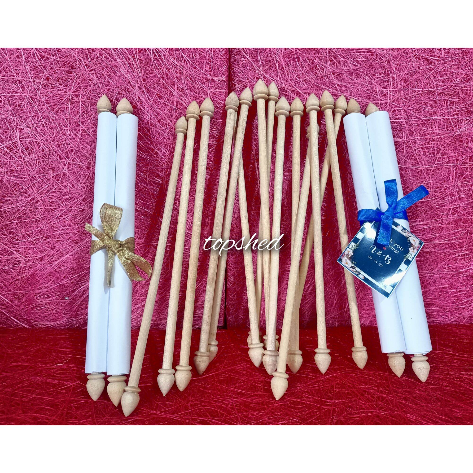 10 inches wooden scroll, Pointed wooden scroll, wooden rod, calander ...