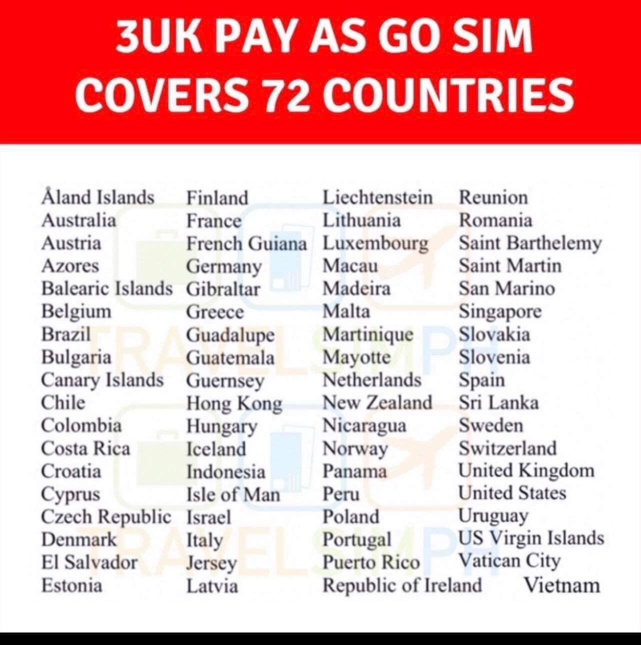 3 UK Internet Sim Card For Seaferers Blank Sim 250psos 24gb 4200psos 