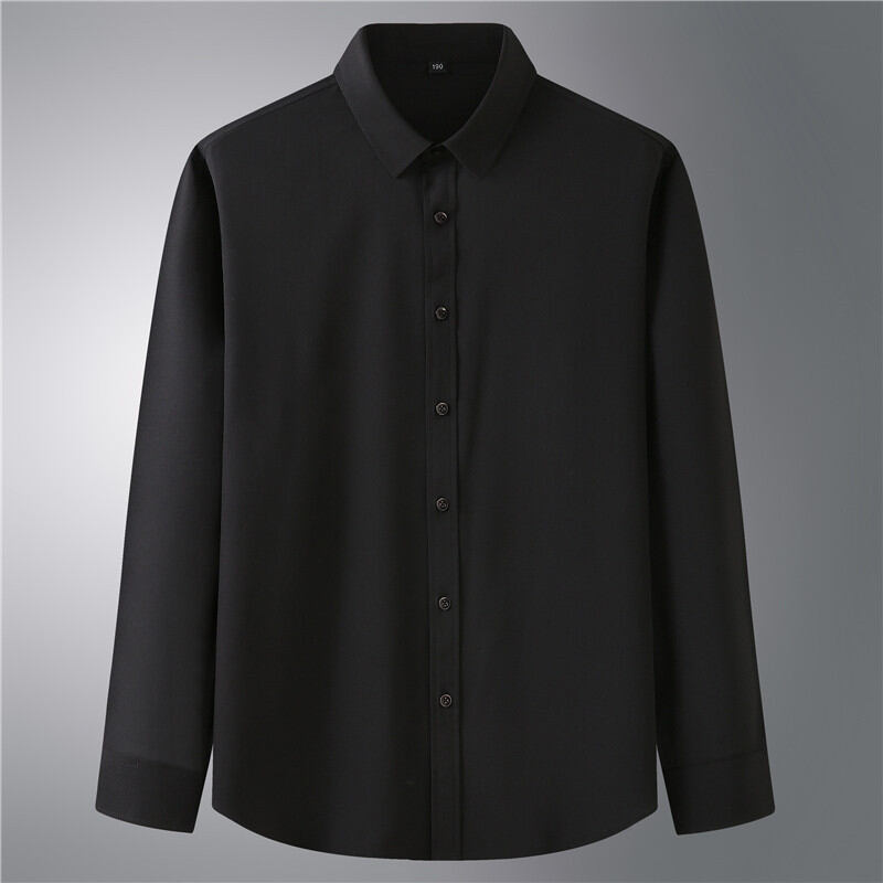 Fat Man Draping Ice Silk Black Plus size Shirts Business Casual Men's ...